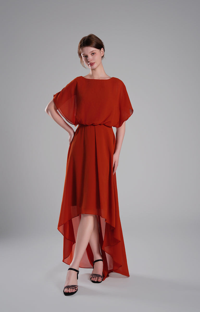 Boat Neck Open Back Flowing A-Line Dresses – Alizeal